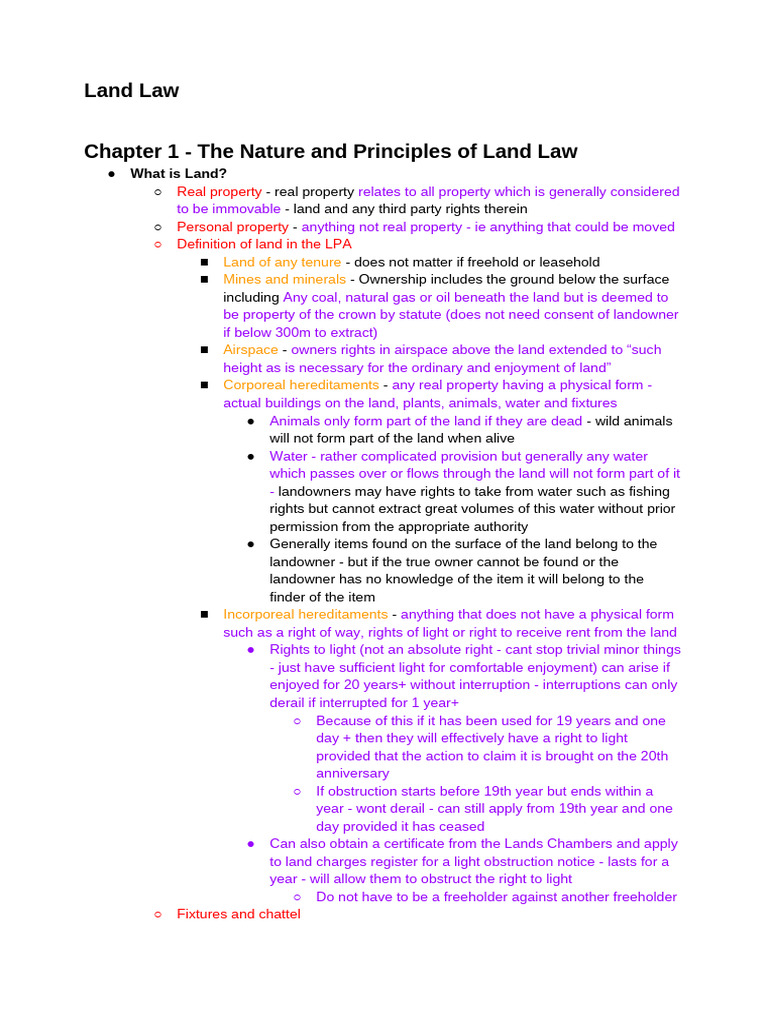 Key Concepts in Land Law | PDF | Leasehold Estate | Lease