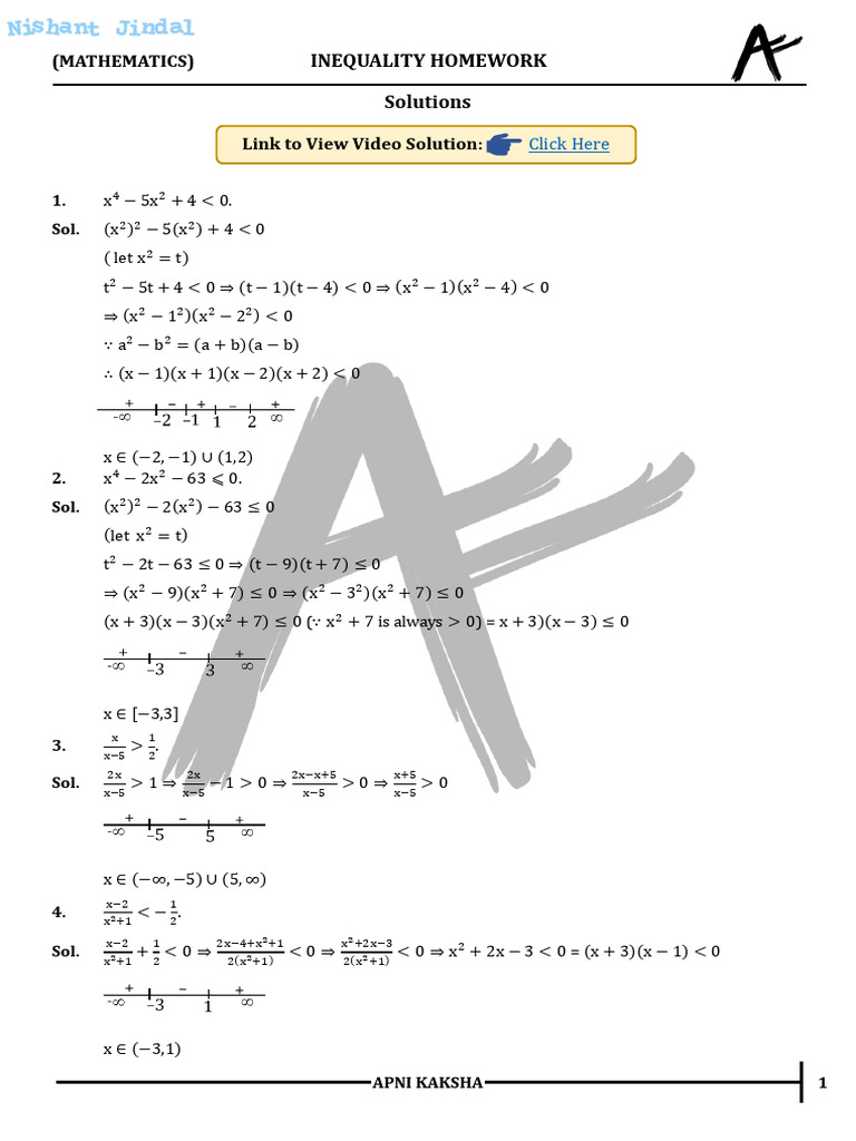 DPP - 01 Inequality Homework (Video Solution) NJ - 247 | PDF | Mathematics | Mathematical Concepts