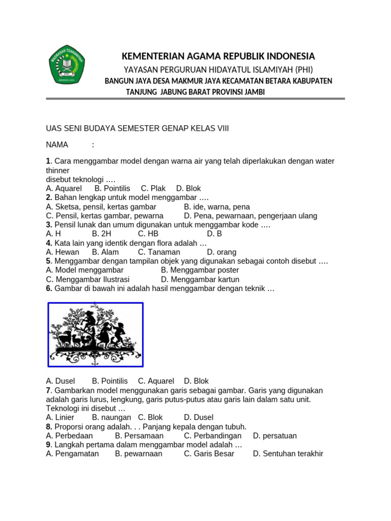 UAS SENI BUDAYA KELAS 8 coppy | PDF