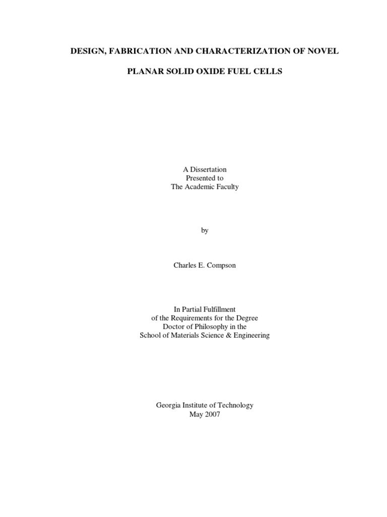 SOFC THESIS Compson Charles e 200705 PHD | PDF | Solid Oxide Fuel Cell | Fuel Cell