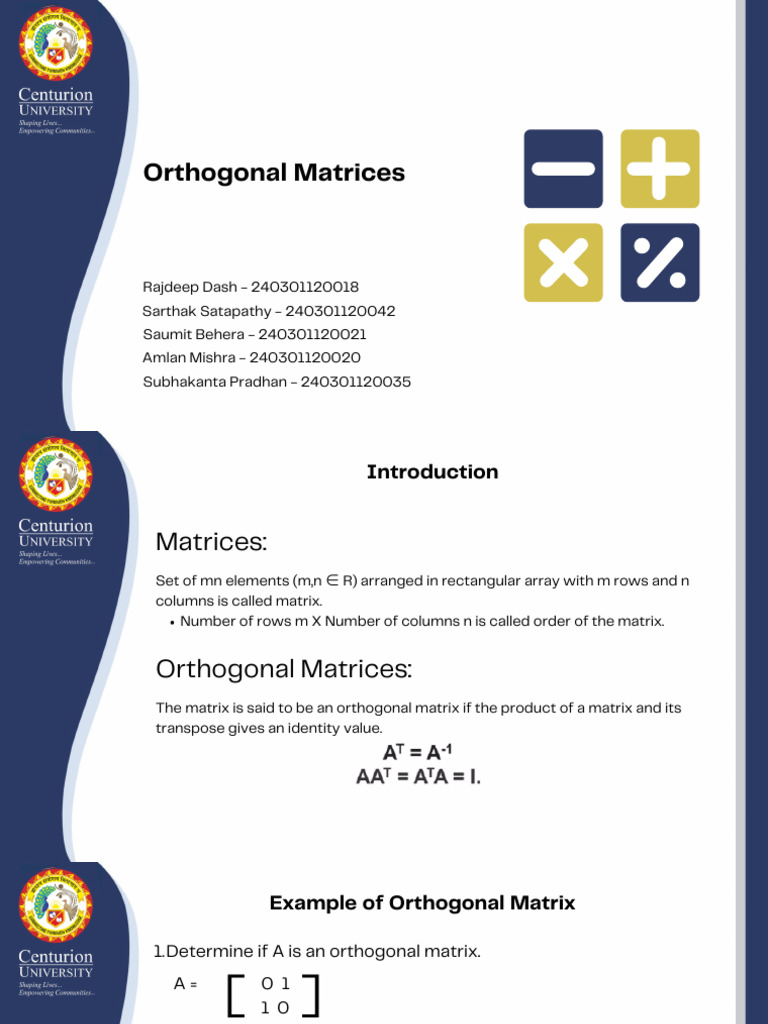 Orthogonal Matrices | PDF | Matrix (Mathematics) | Euclidean Vector