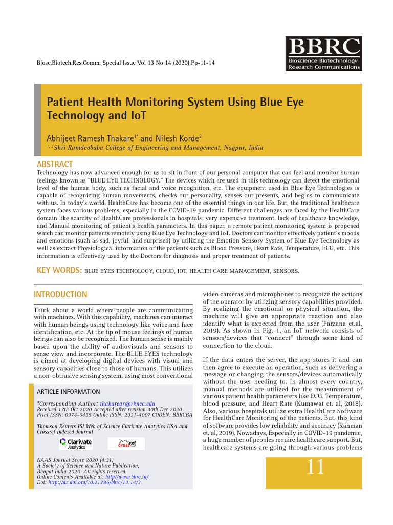 Blue Eyes technology | PDF | Internet Of Things | Artificial Intelligence