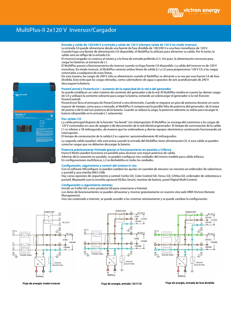 Datasheet MultiPlus II 3kVA 2x120V ES | PDF | Cargador de batería ...