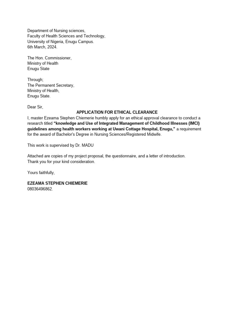 Ethical Clearance Application for Research | PDF
