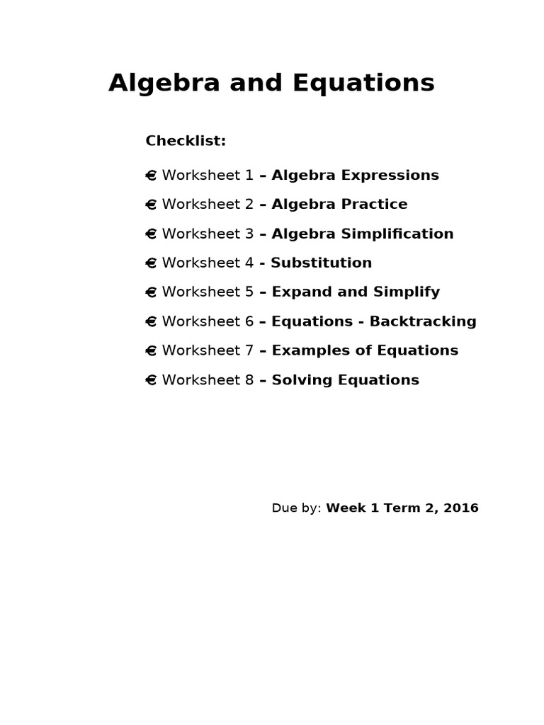 Algebra Equation Booklet | PDF | Algebra | Equations