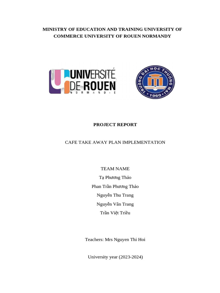 Cafe Takeaway Project Implementation Report | PDF | Marketing | Coffee