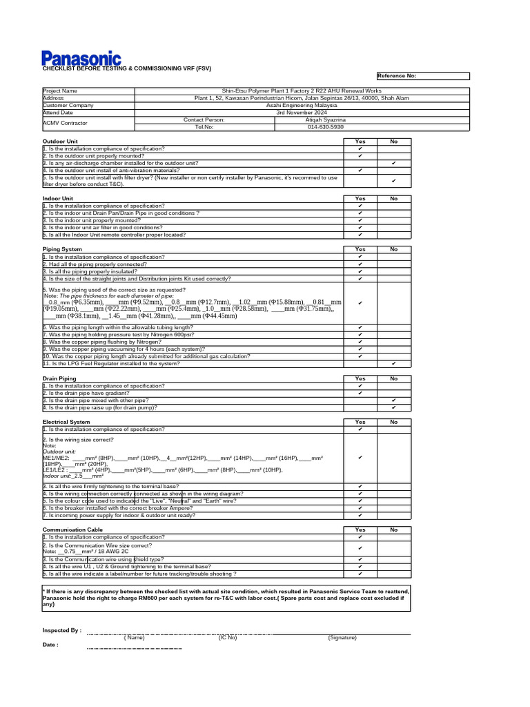 AEM Pre T&C Checklist 20241029 | PDF