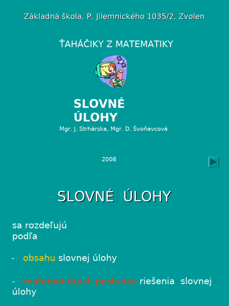 Slovné Úlohy Na Rovnomerný Pohyb - Ťakáčik | PDF