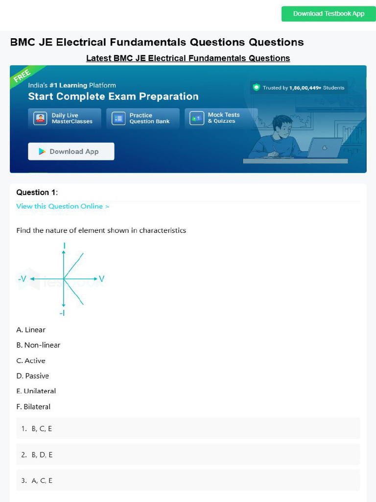 BMC Je Electrical Fundamentals Questions | PDF