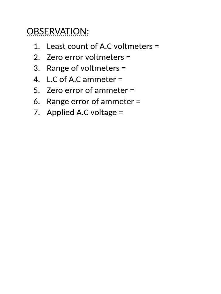 Zero Error Analysis of Ammeter | PDF