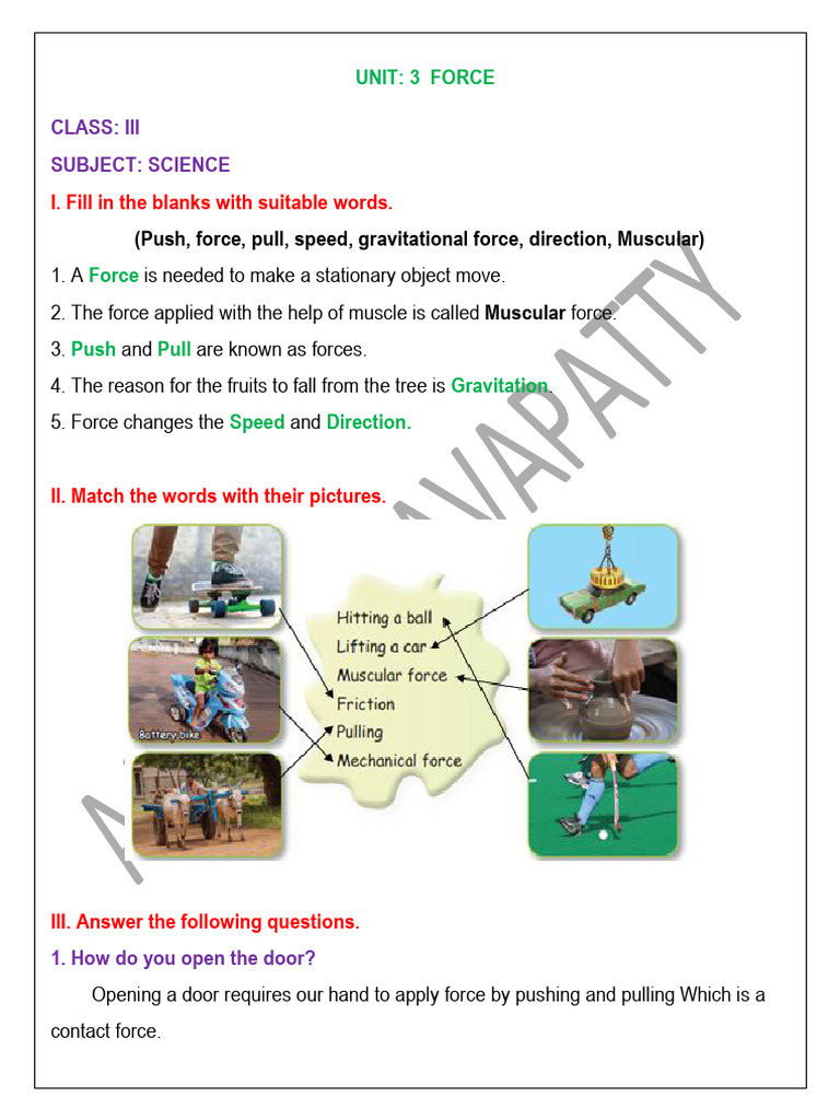 3 SCI UNIT 3 | PDF | Force | Mechanics
