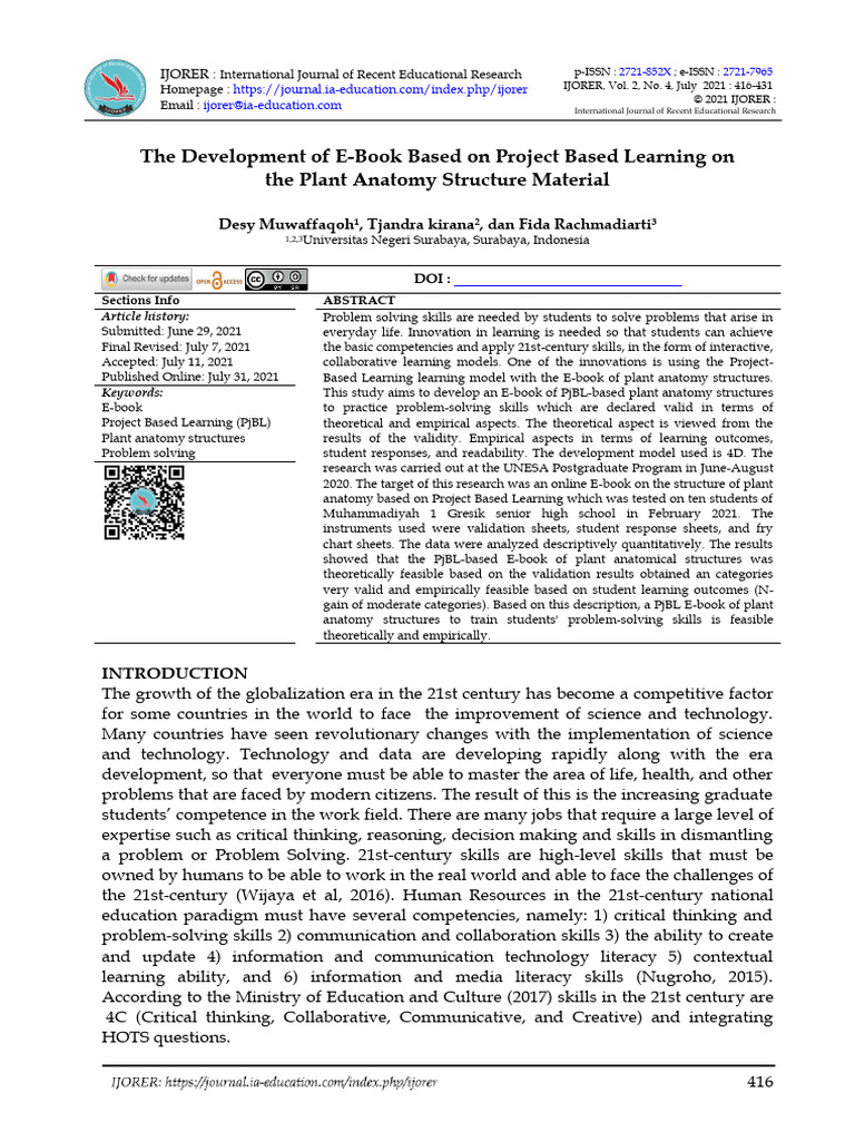 The Development of Ebook Based On Project Based L | PDF | Project Based ...