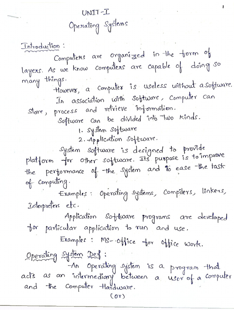 Unit-1 Operating Systems | PDF
