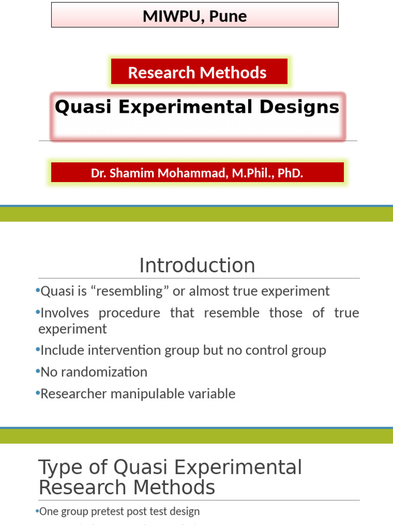 Types of Quasi Experimental Designs | PDF