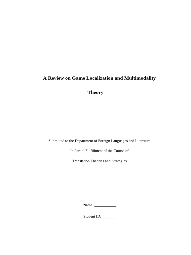 A Review On Game Localization and Multimodality Theory | PDF | Human ...