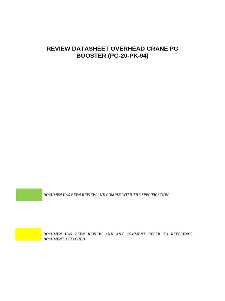 Overhead Crane PG Review Datasheet | PDF