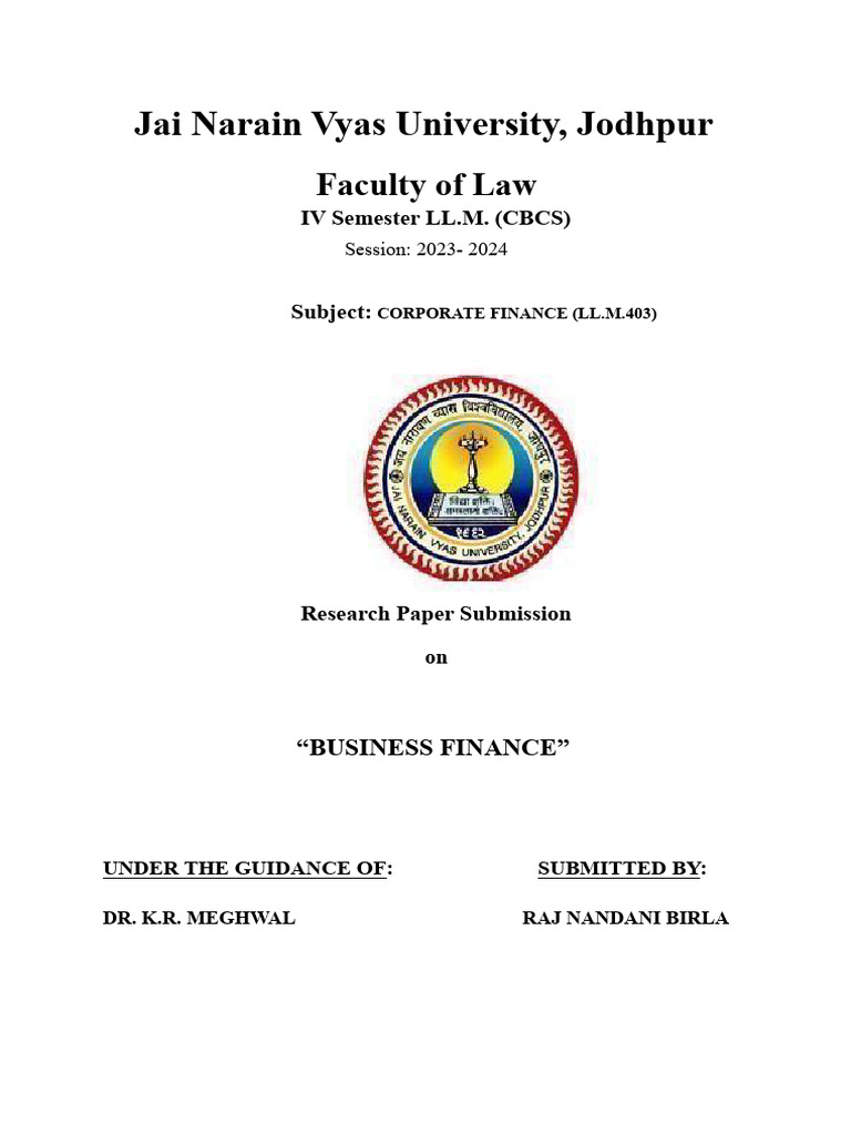 Business Finance Research Paper Submission | PDF