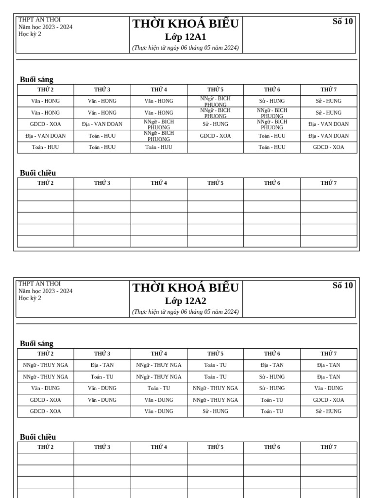 TKB LOP S0 10 ÔN THI TN 2024 | PDF