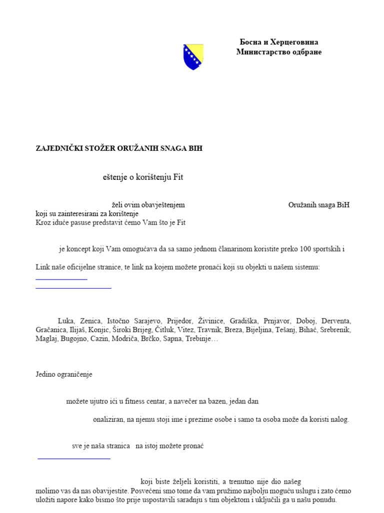 Obaještenje Za Fitpass Ministru Na Potpis 3 | PDF