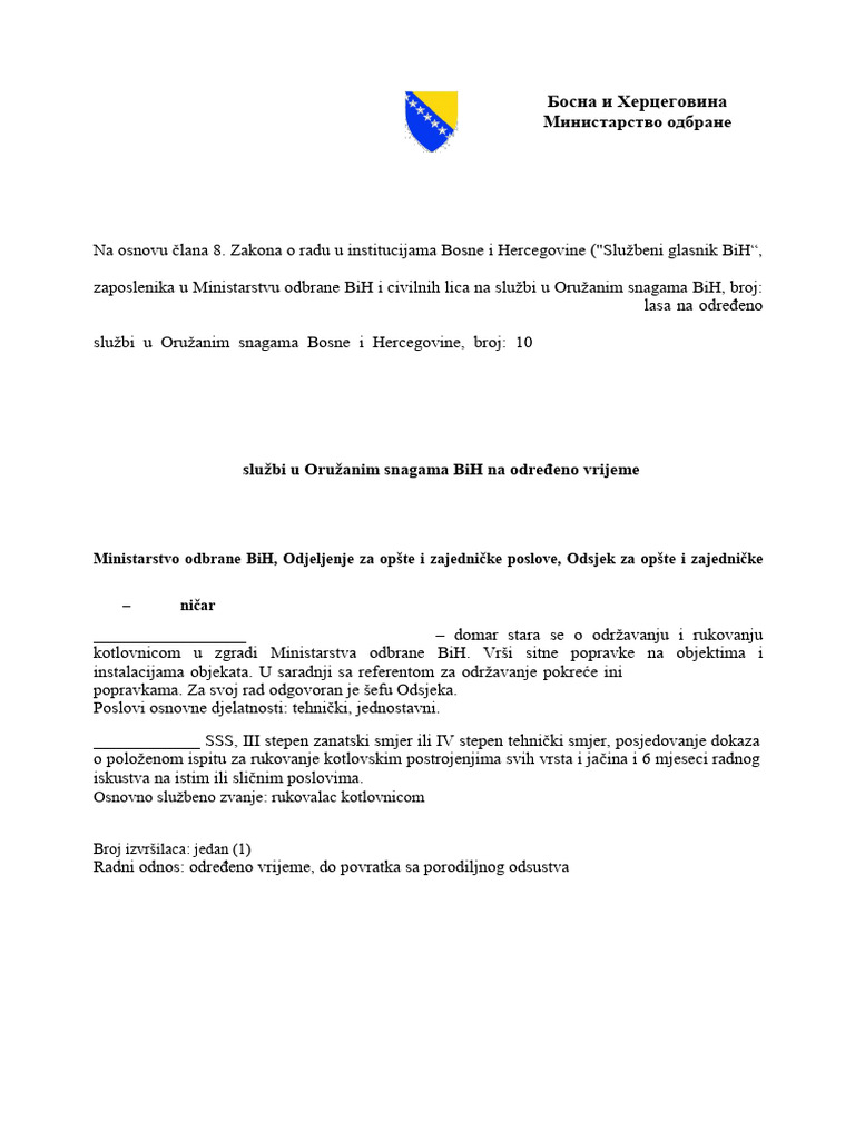 Javni Oglasa Na Odredjeno | PDF