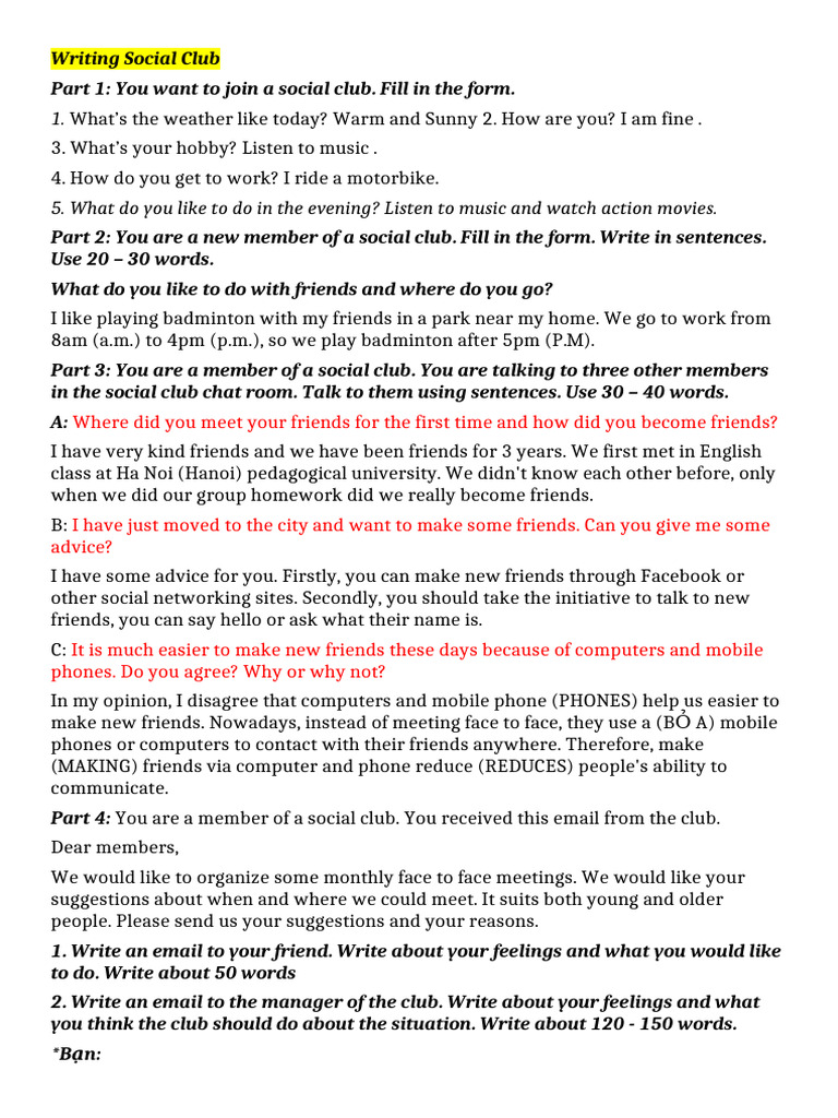 Joining and Engaging in Social Clubs | PDF