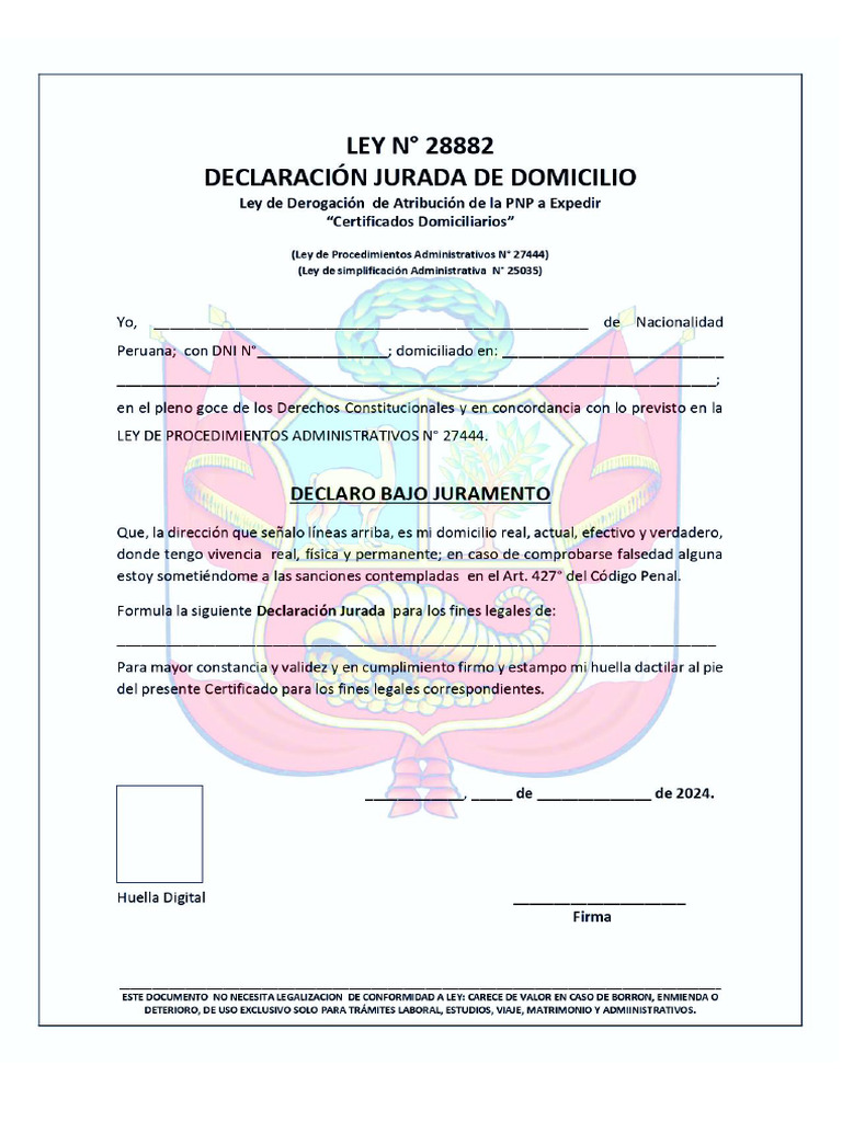 MODELO DE DECLARACION | PDF