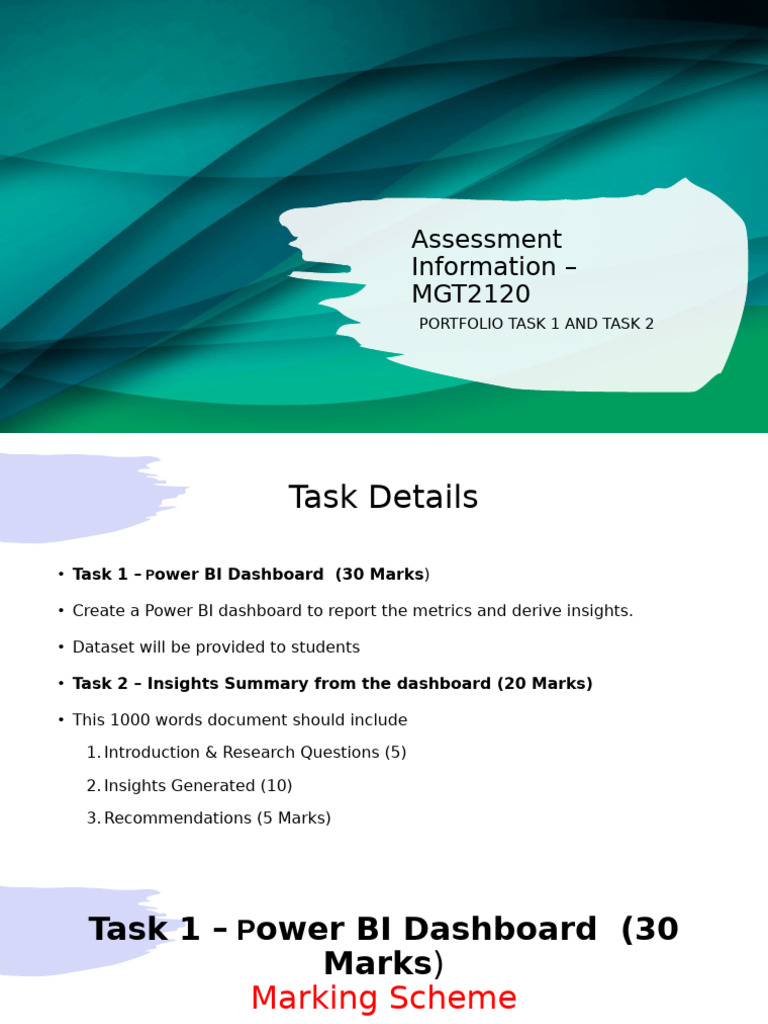 MGT2120 Power BI Portfolio Assessment | PDF | Chart | Information Science