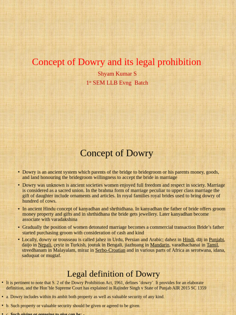 Dowry Prevention Act | PDF | Social Conventions | Justice