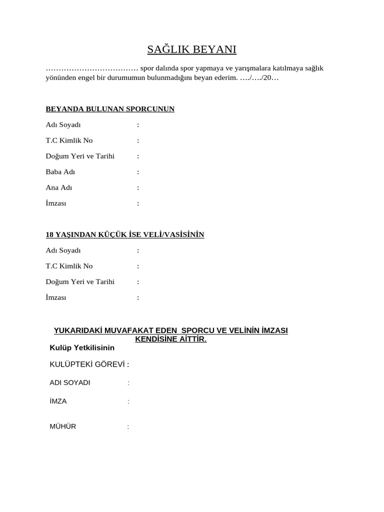 SAĞLIK BEYANI | PDF