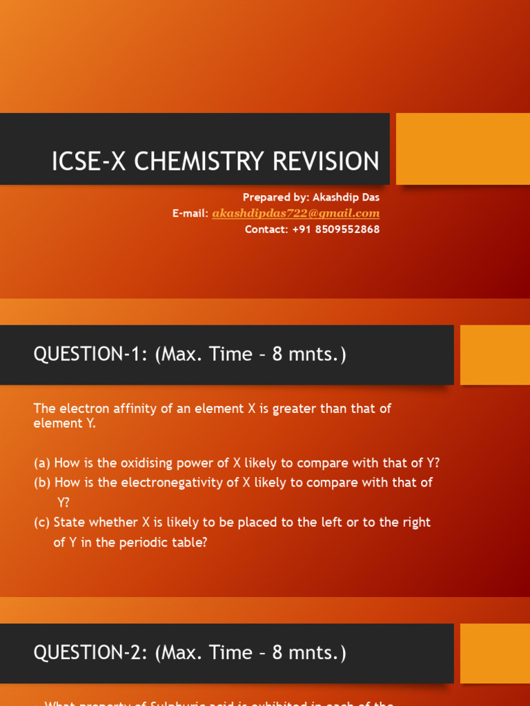 Icse-X Chemistry Revision | PDF | Hydroxide | Oxide