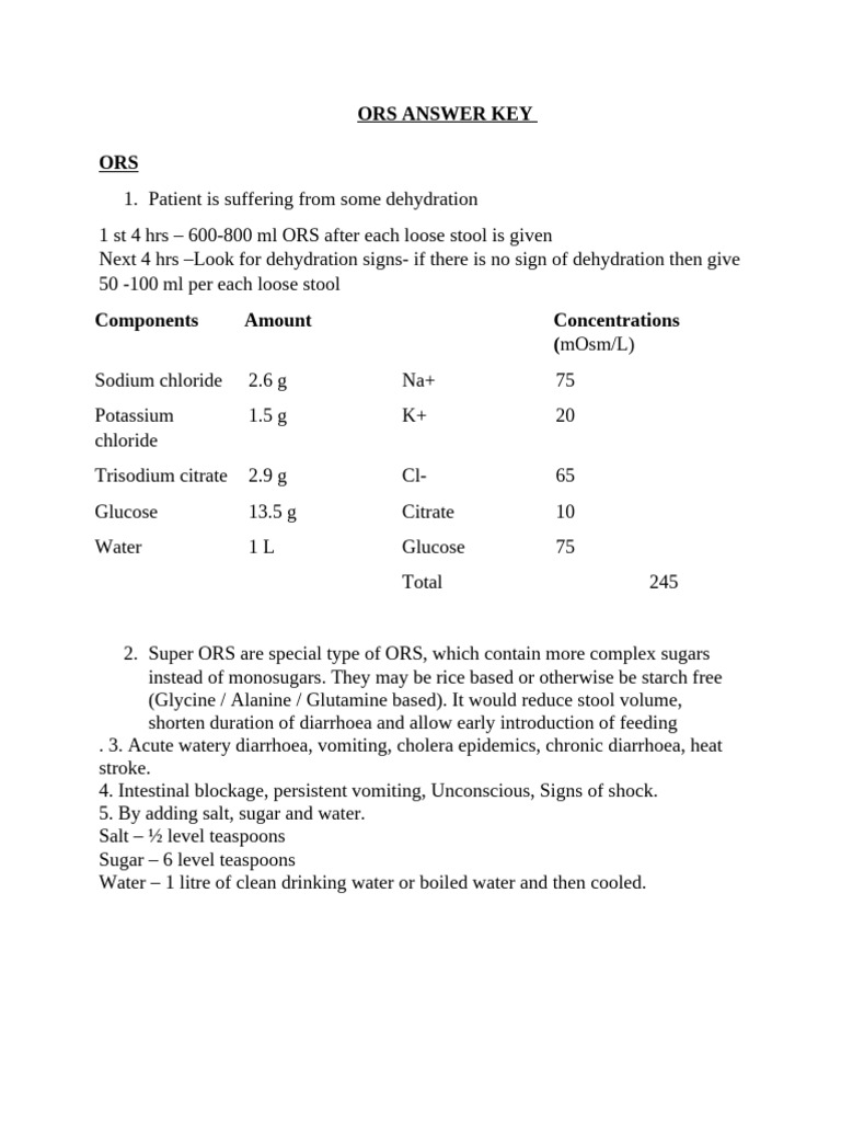 ORS Preparation and Guidelines | PDF