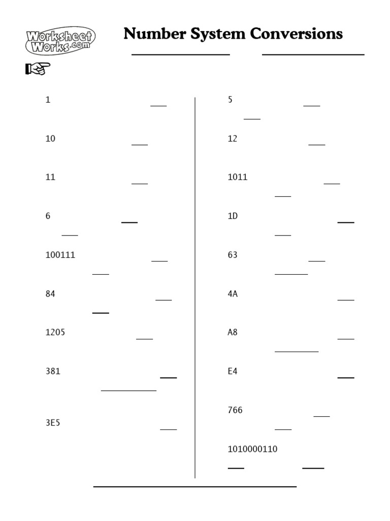 WorksheetWorks_Number_System_Conversions_1 | PDF | Decimal | Arithmetic