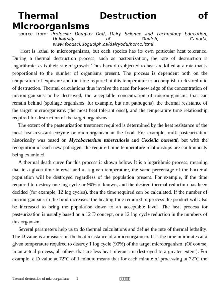 4 Thermal Destruction of Microorganisms | PDF | Sterilization ...