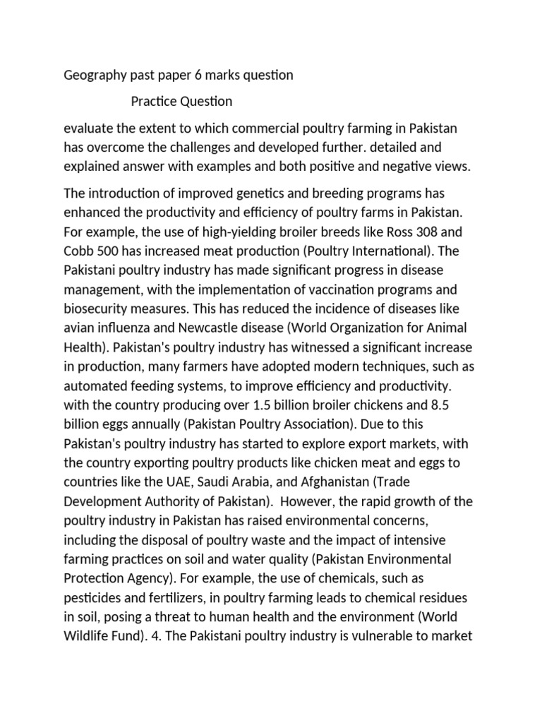 Geography Past Paper 6 Marks Question | PDF | Agriculture | Food Security