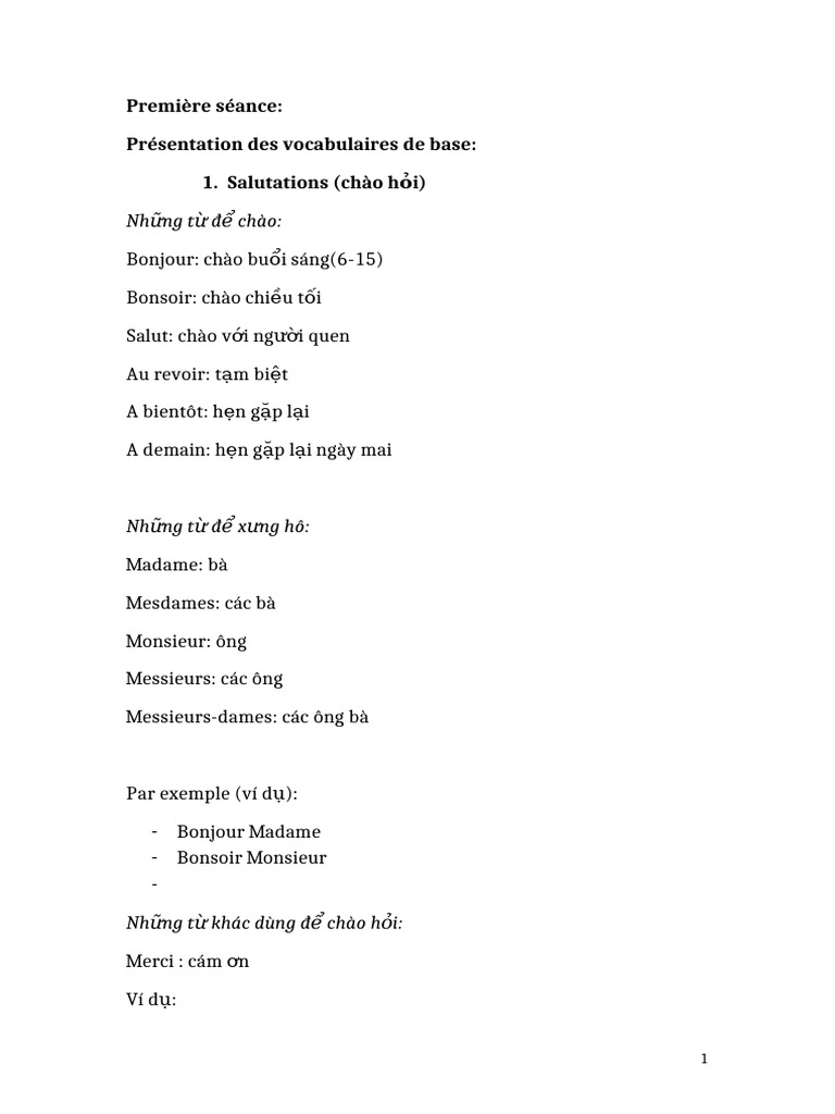 Classe A1 - Première Séance | PDF