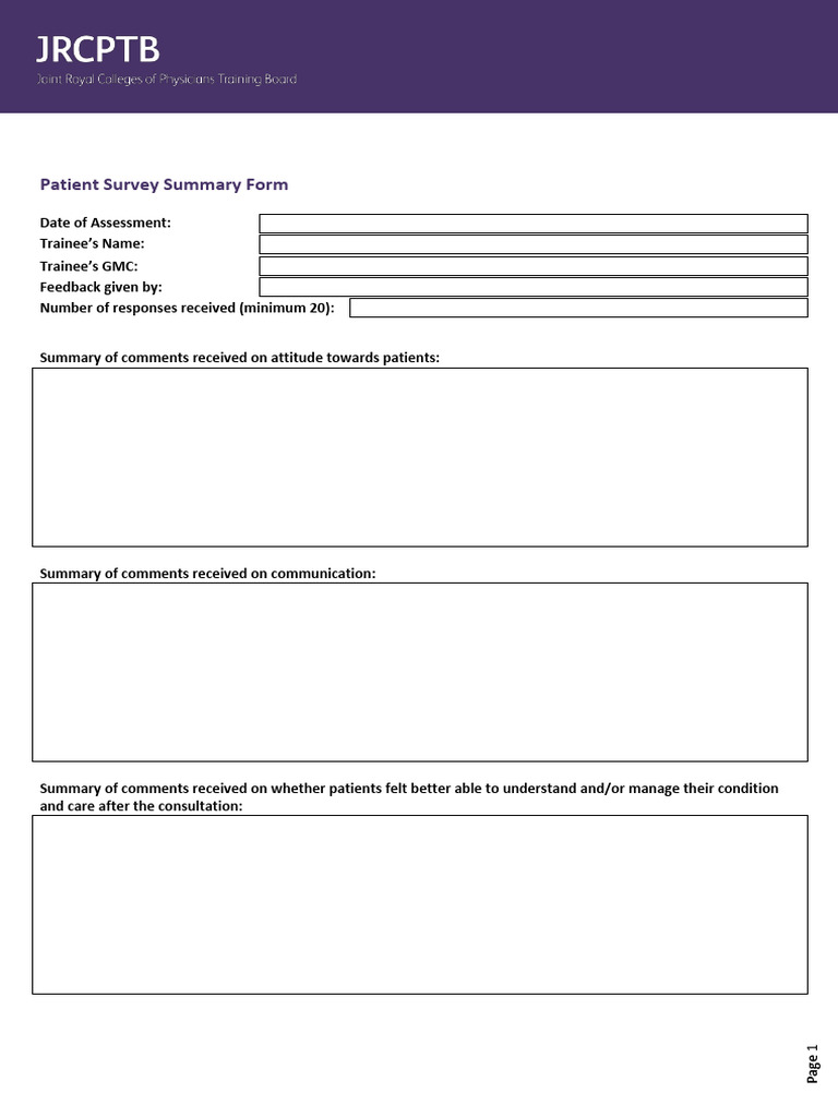 Patient Survey Summary Form 2021 | PDF