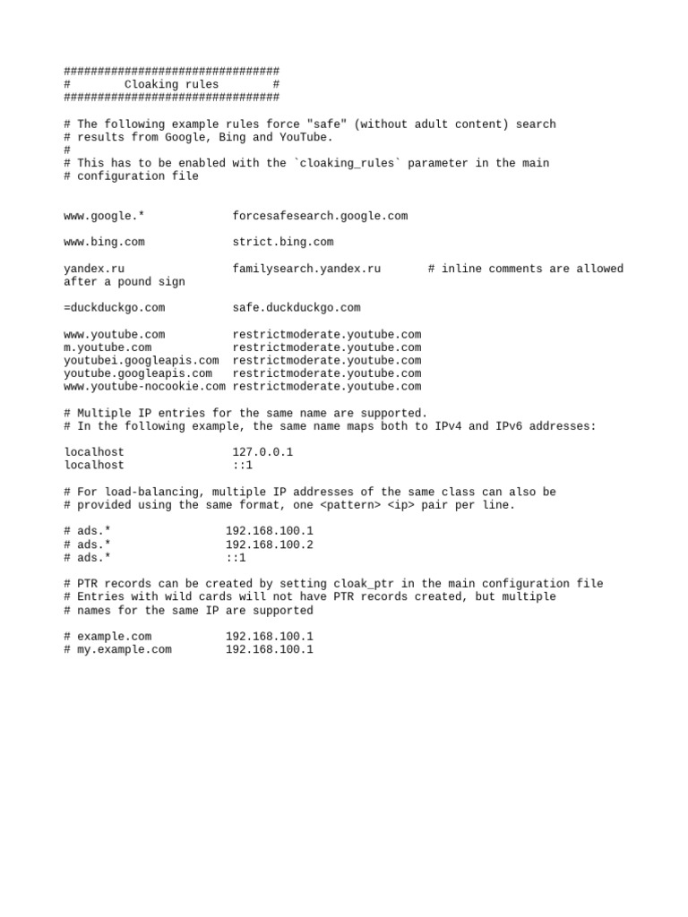 Example Cloaking Rules | PDF