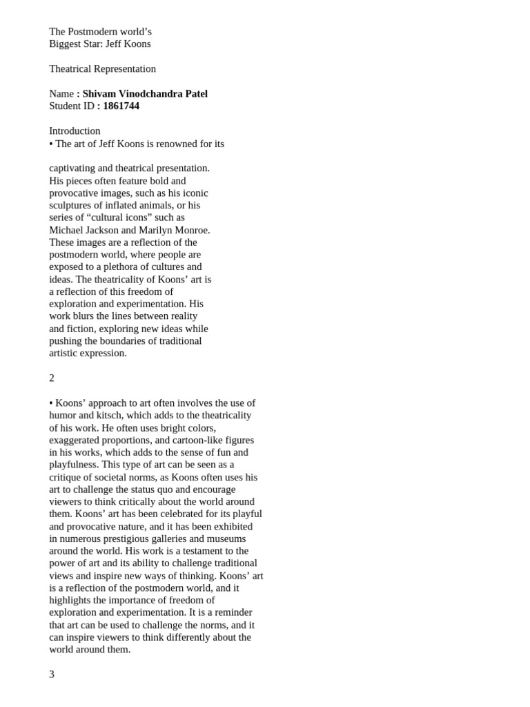 The Postmodern World's Biggest Star Essay | PDF | Minimalism | The Arts