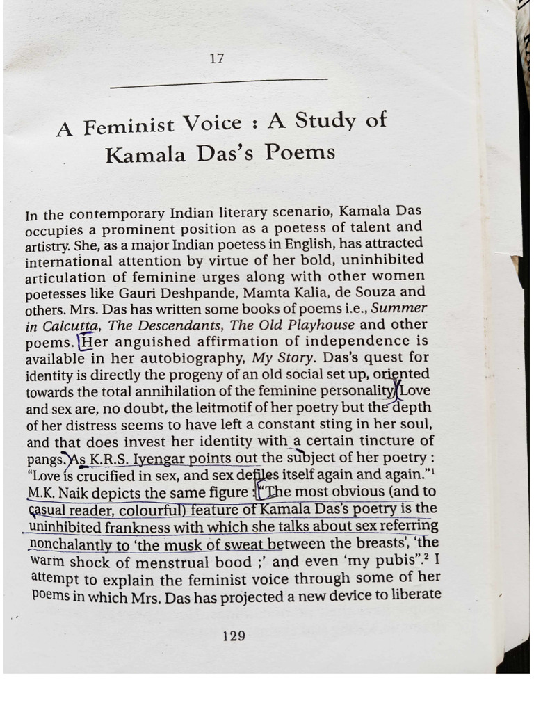 A feminist voice A study of Kamala Das's poems | PDF