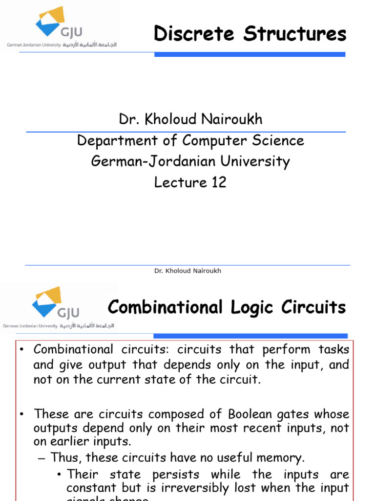 CS 201 Lecture 12 - Logic Gates and Circuits | PDF | Logic Gate ...