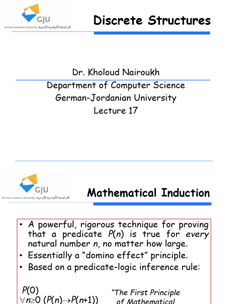 CS 201 Lecture 17 - Mathematical Induction | PDF | Metalogic | Syntax (Logic)