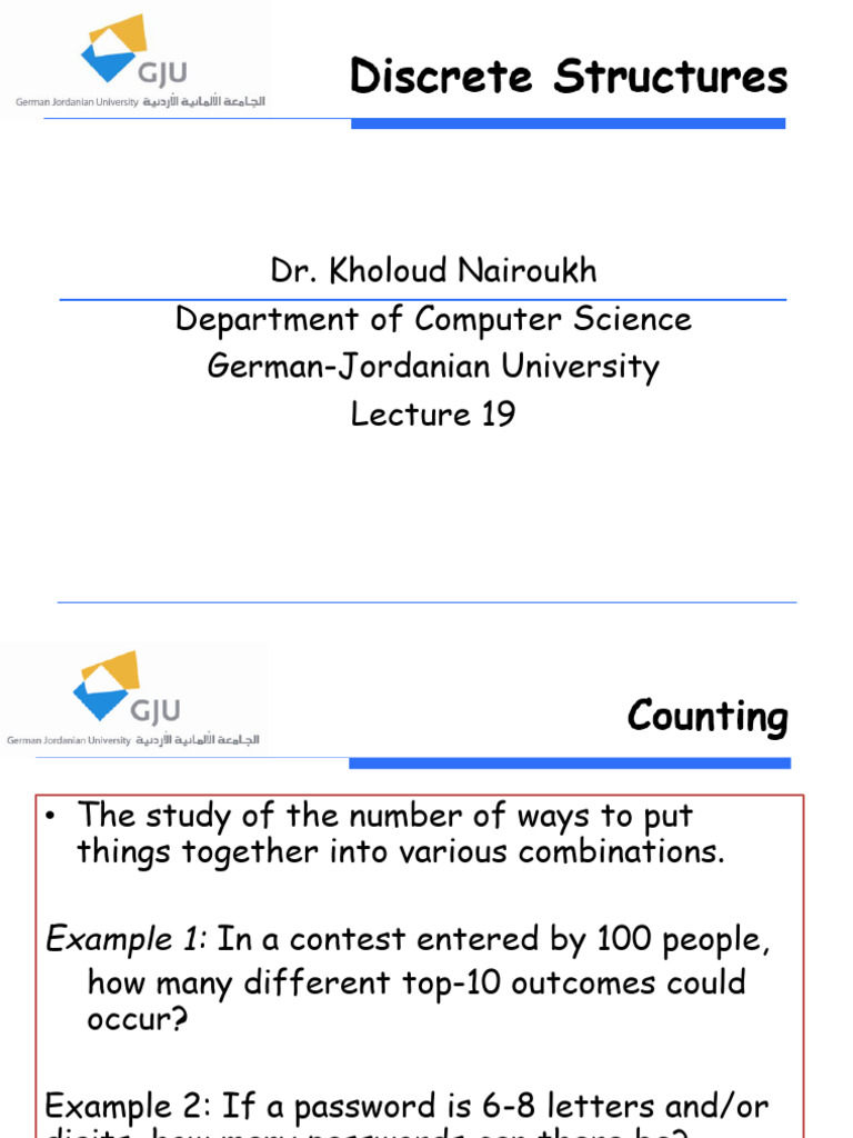 CS 201 Lecture 19 - Counting | PDF | Function (Mathematics) | Internet ...
