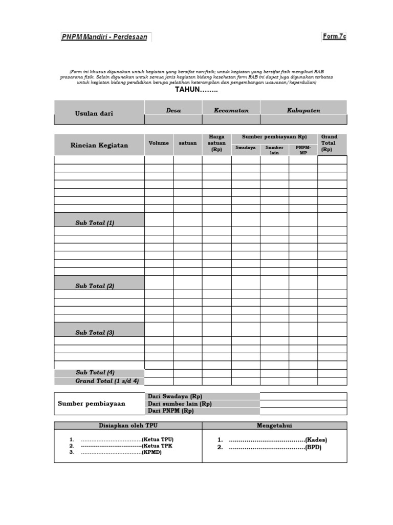 RAB Kesehatan Desa Non-Fisik | PDF