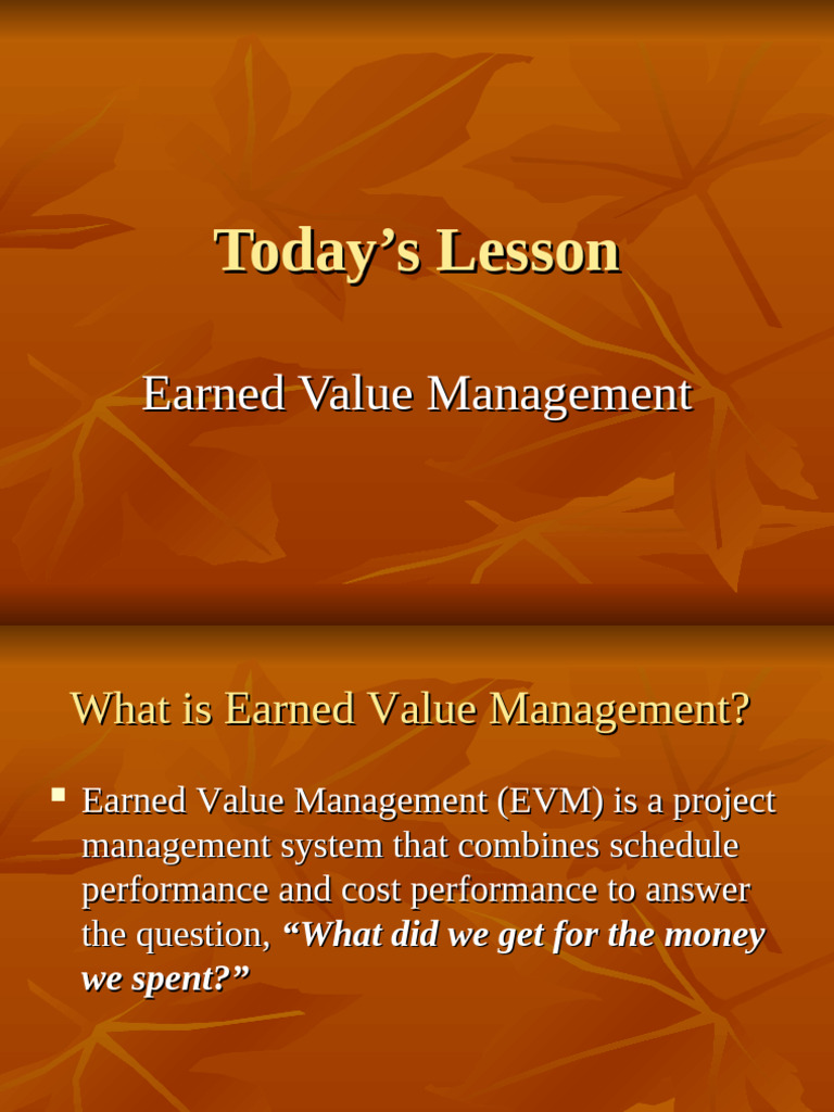 Lesson 6 Earned Value Management | PDF | Analysis