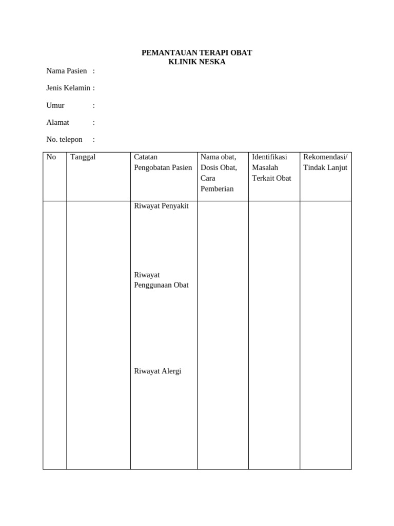296826352 Pto Pemantauan Terapi Obat (1) | PDF