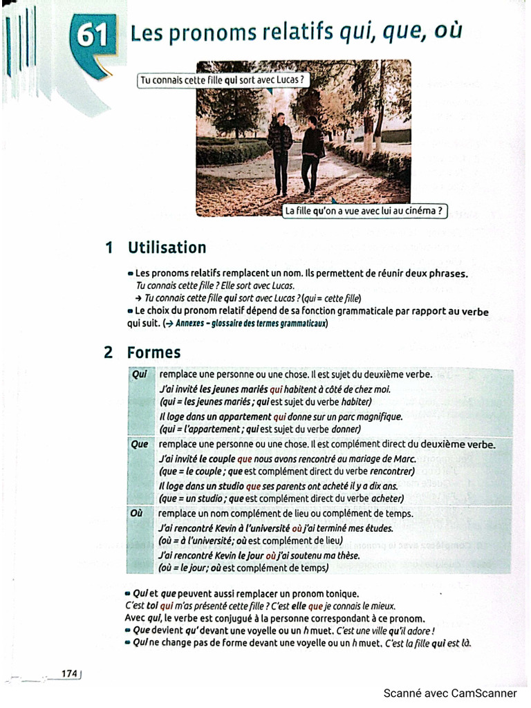 FLE A2-B1 Les Pronoms Relatifs Qui, Que, Où | PDF