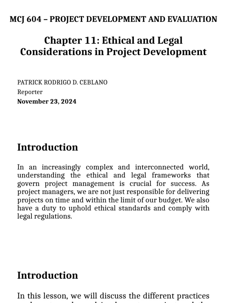 MCJ 604 - Project Development and Evaluation | PDF | Sustainability | Intellectual Property