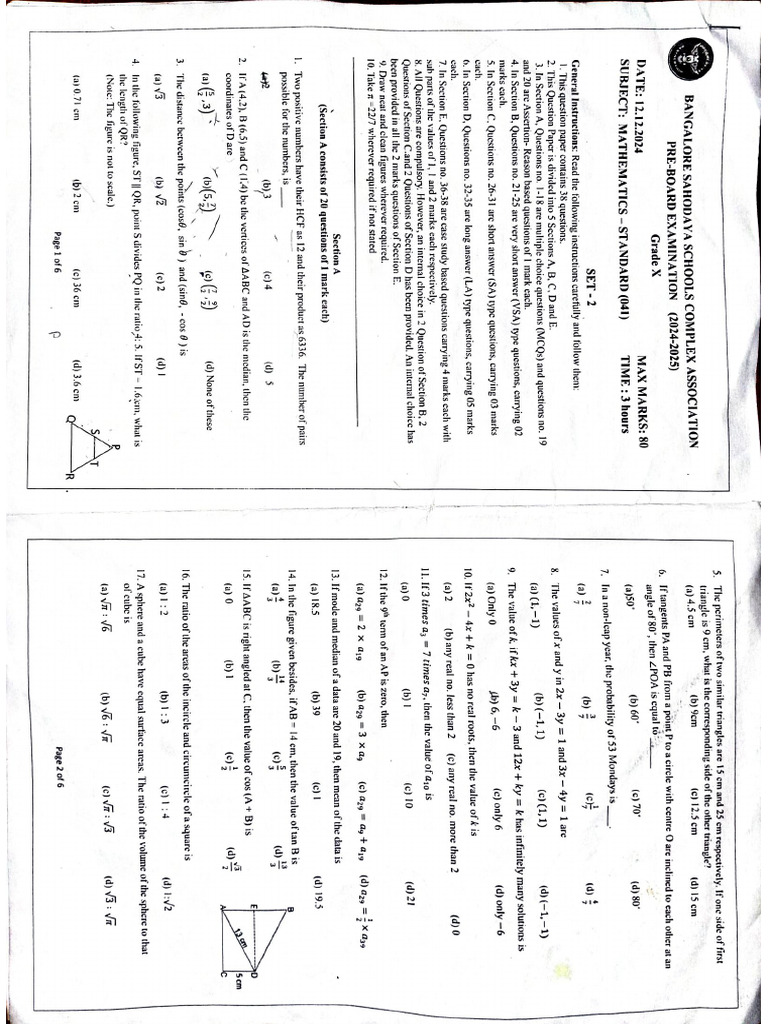 Maths Question Paper Set 2 | PDF