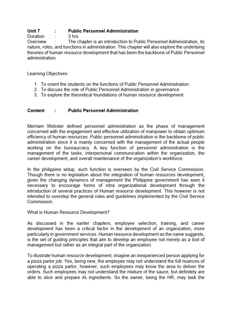 Overview of Public Personnel Administration | PDF | Human Resources ...
