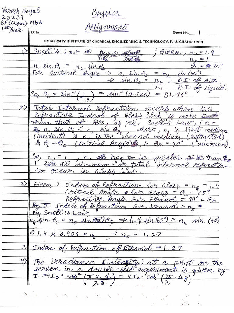 Inference and Diffraction Assignment | PDF